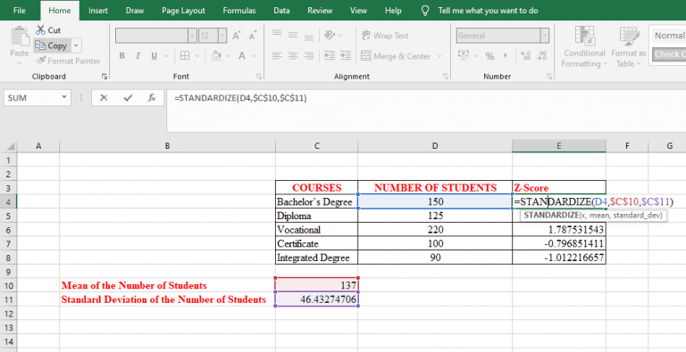 How to calculate z score in Excel – Edutized